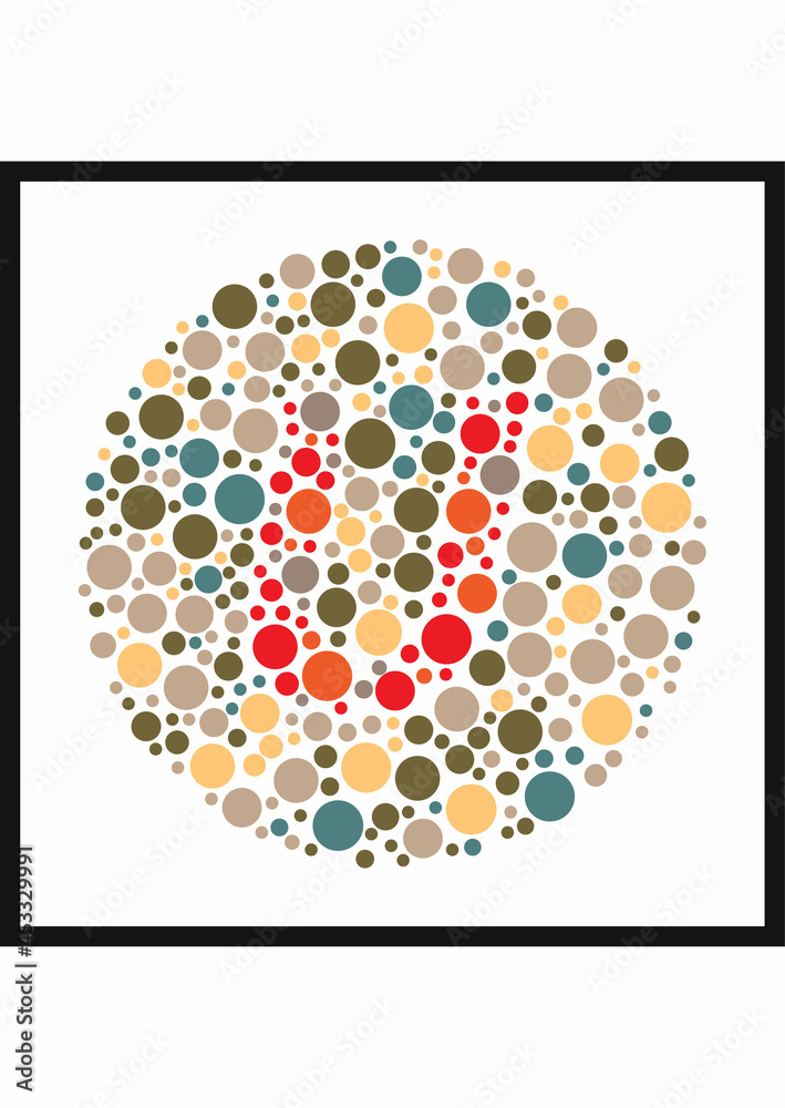 Vector graphic of Ishihara color test or Color blind test design. The ...
