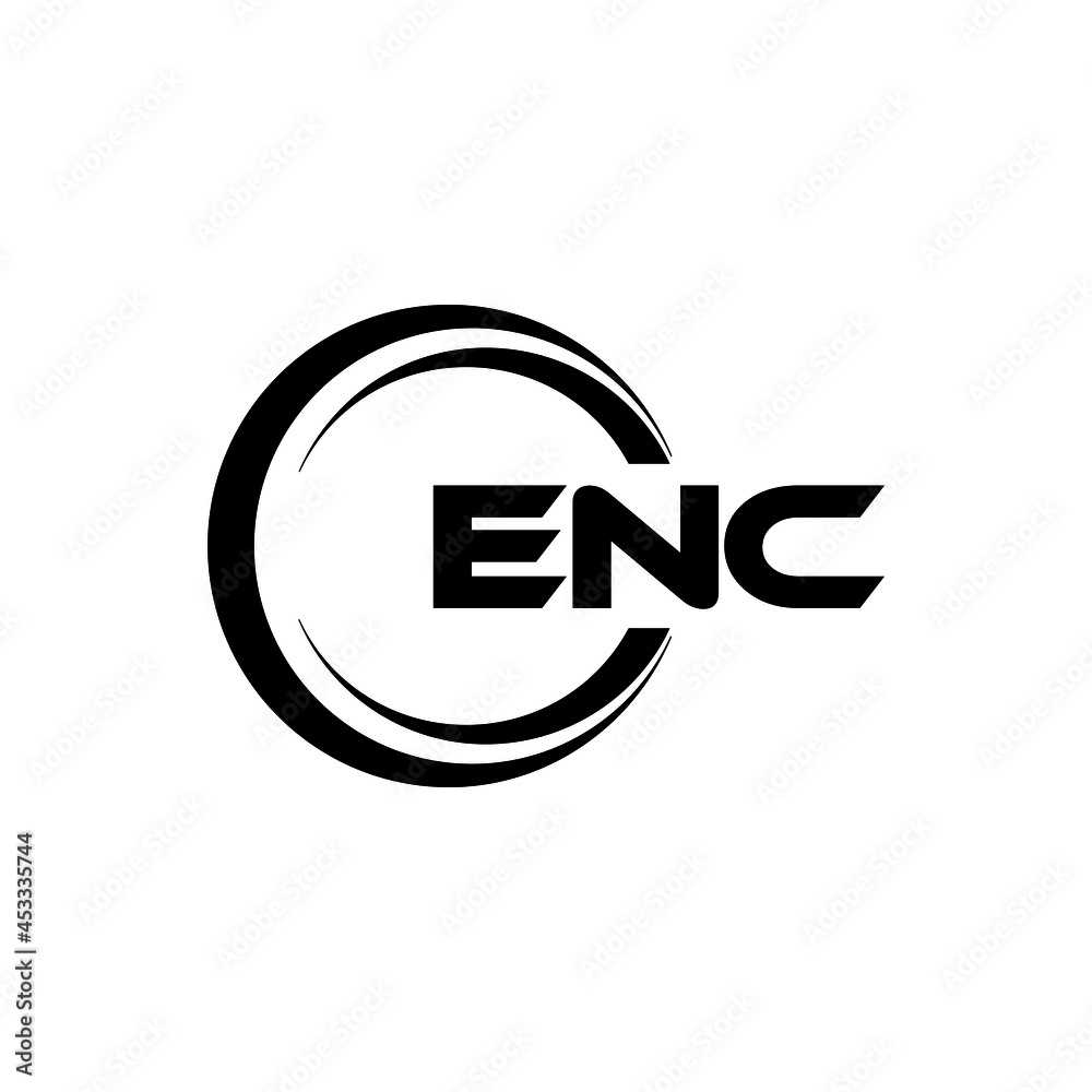 ENC letter logo design with white background in illustrator, vector ...