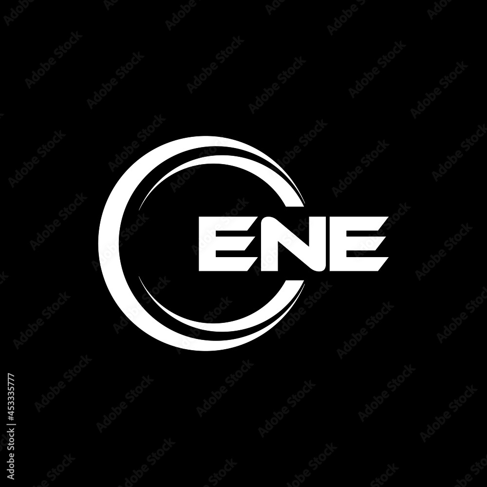 ENE letter logo design with black background in illustrator, vector ...
