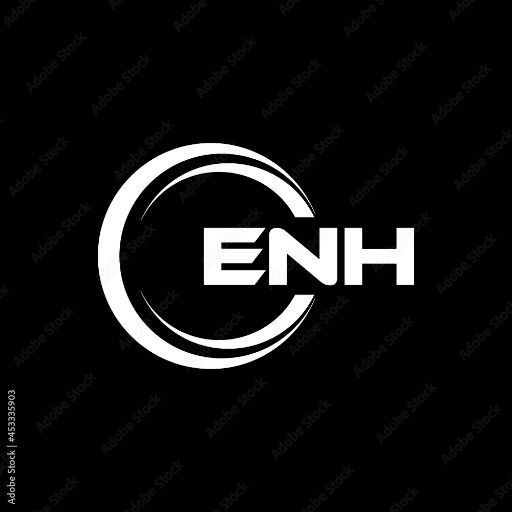 ENH letter logo design with black background in illustrator, vector ...