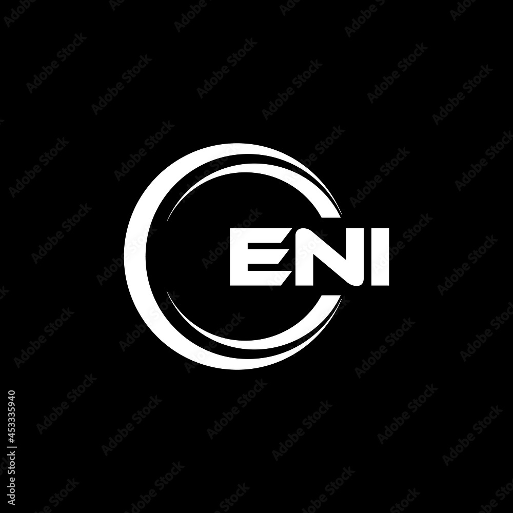 ENI letter logo design with black background in illustrator, vector ...