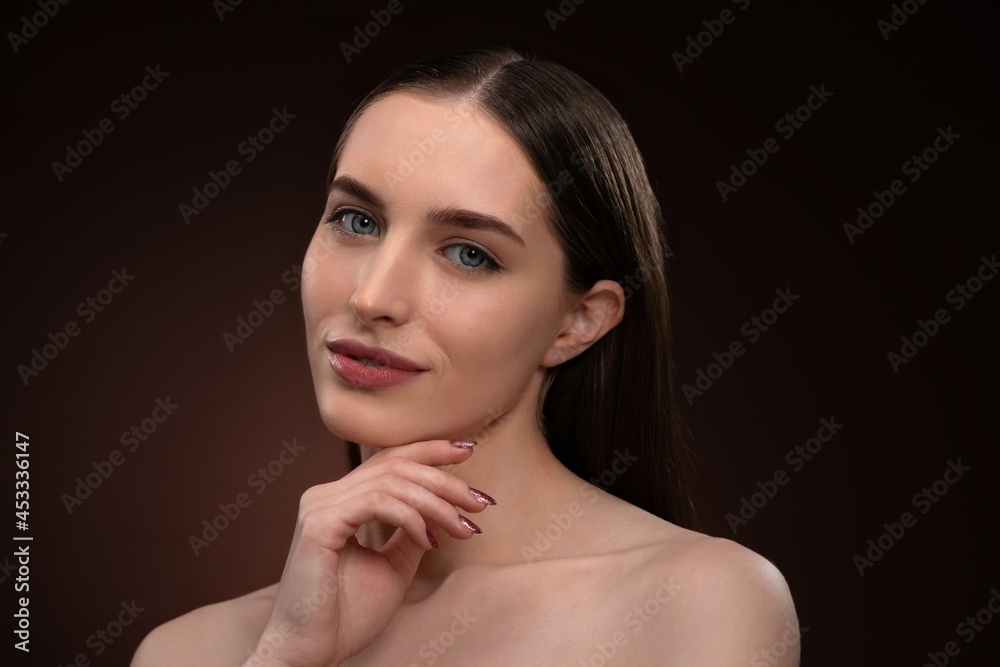 Beautiful spa model girl with perfect fresh clean skin and bare ...