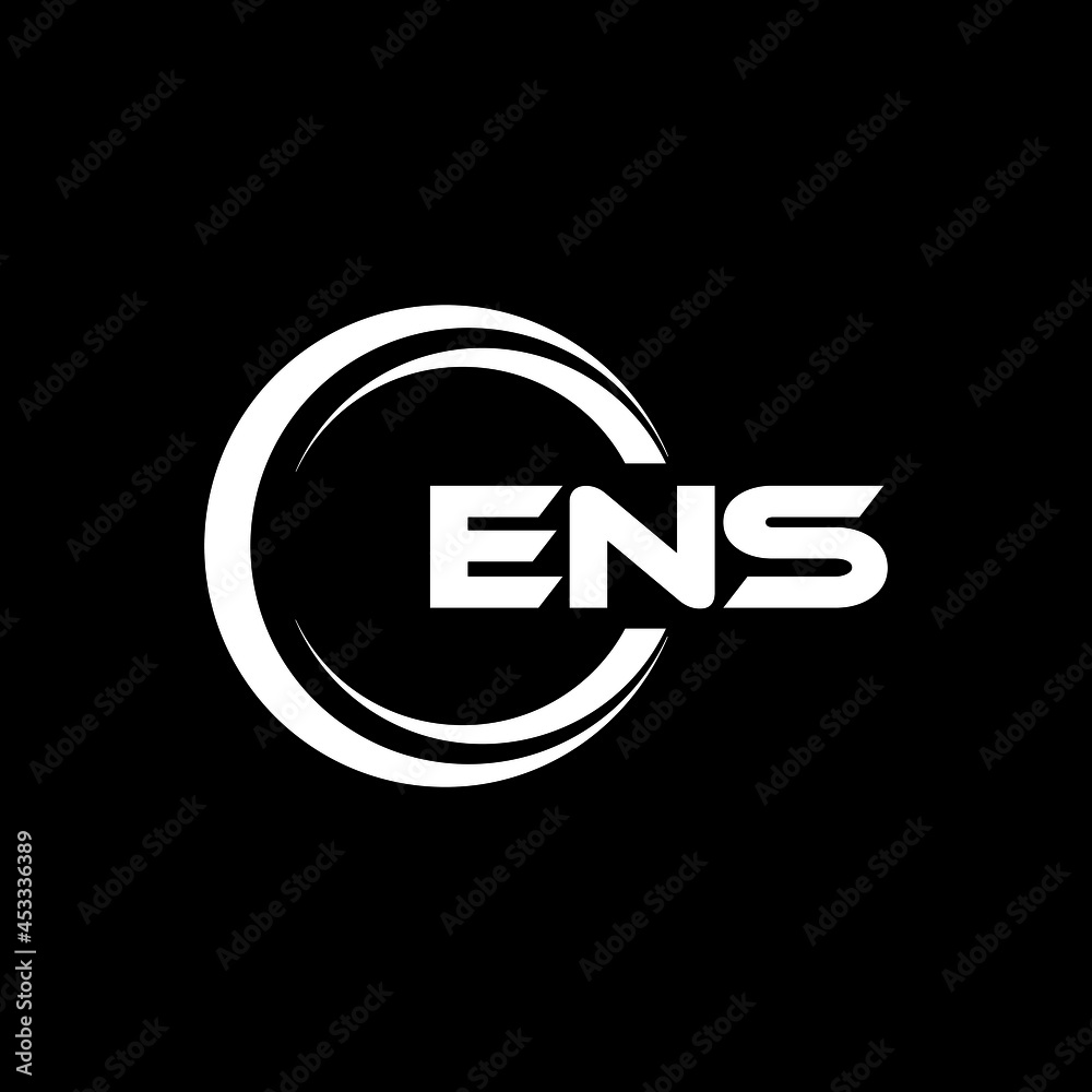 ENS letter logo design with black background in illustrator, vector ...