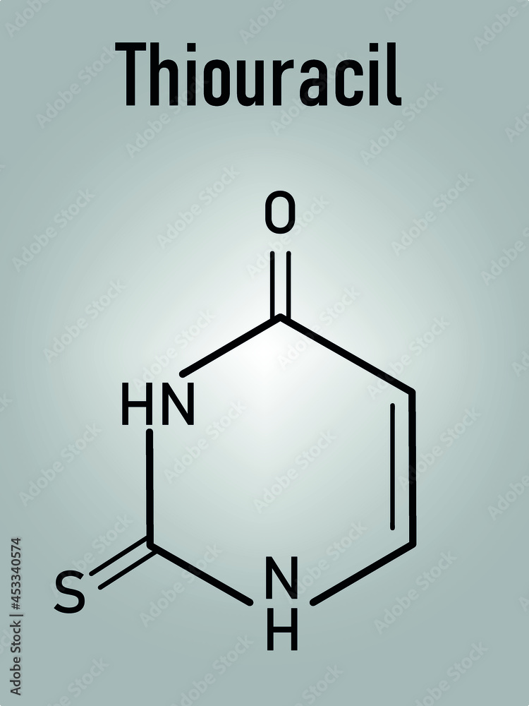 Thiouracil drug molecule. Obsolete drug molecule, previously used in ...