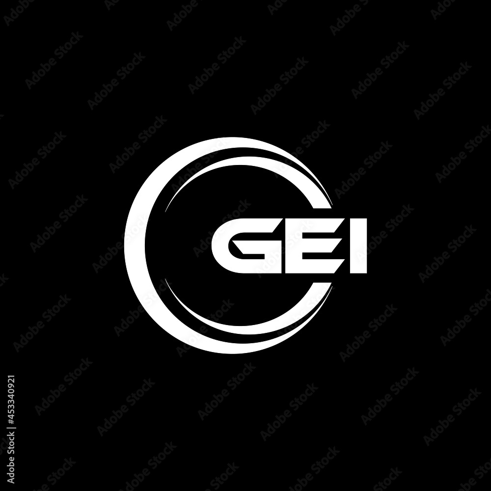 GEI letter logo design with black background in illustrator, vector ...