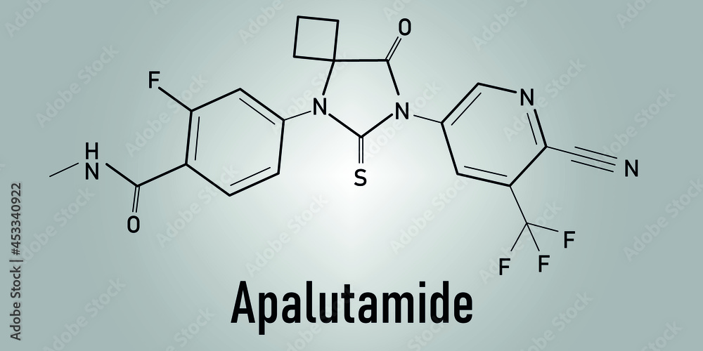 Skeletal formula of Apalutamide prostate cancer drug molecule. Stock ...