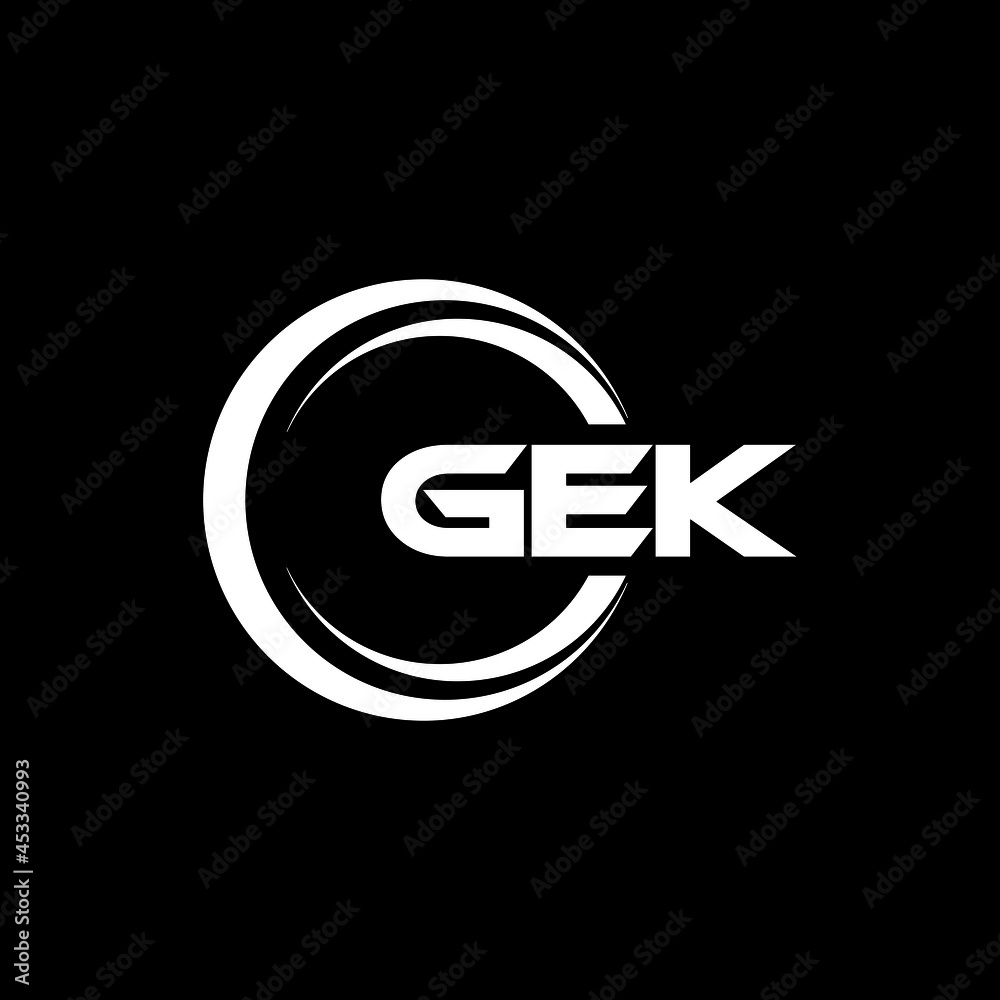 GEK letter logo design with black background in illustrator, vector ...