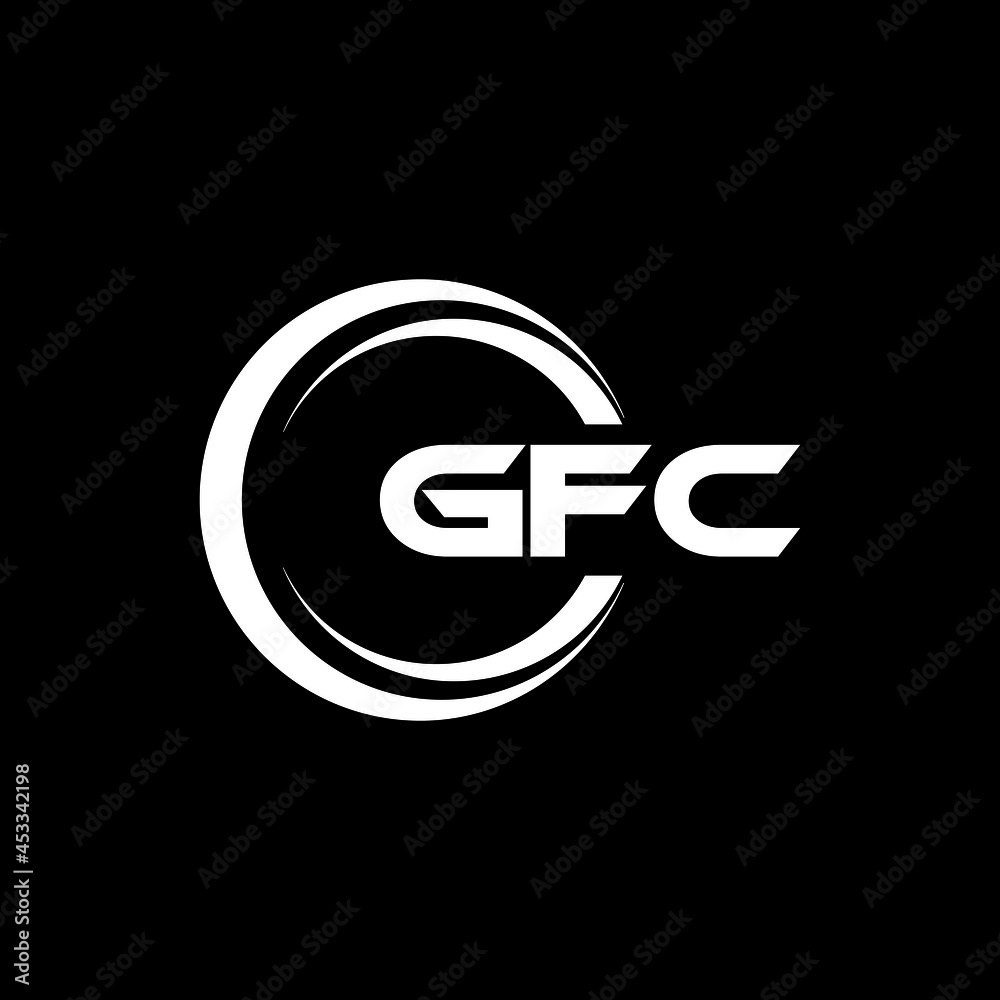 GFC letter logo design with black background in illustrator, vector ...