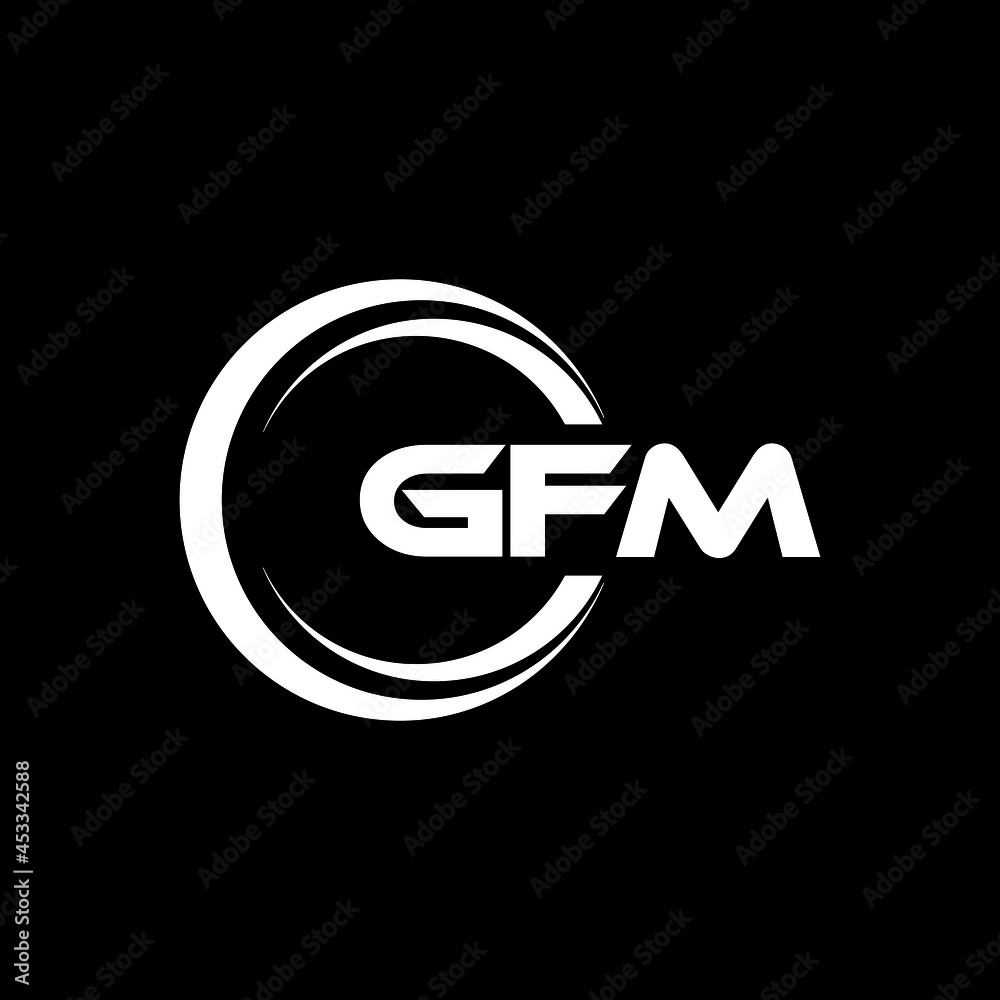 GFM letter logo design with black background in illustrator, vector ...