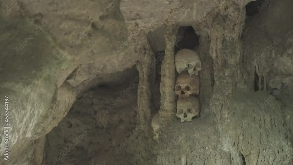 Tampang Allo, Tana Toraja, Indonesia - Tau Tau Human Skulls Piles of ...