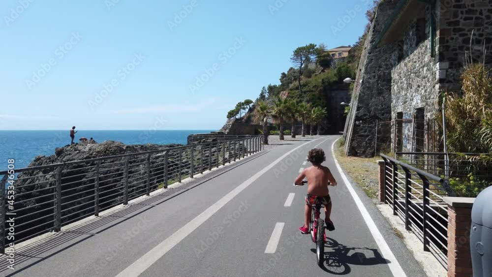 Italy, Spezia, Liguria - The new pedestrian walk , cycle path ( bicycle ...