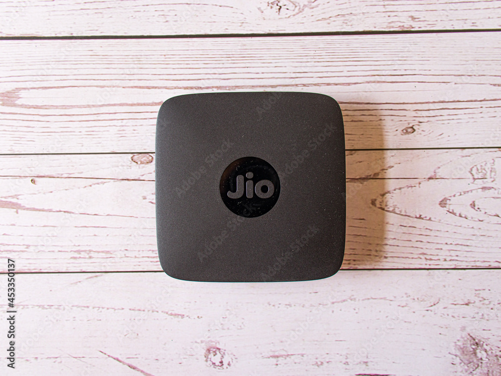 Assam, india - April 28, 2020 : Jio fibre/tv set top box 4k. Stock ...