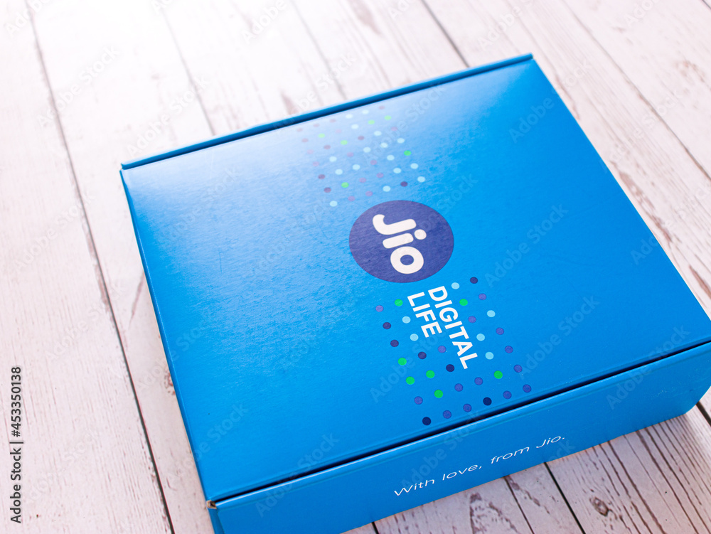 Assam, india - April 28, 2020 : Jio fibre/tv set top box 4k. Stock ...