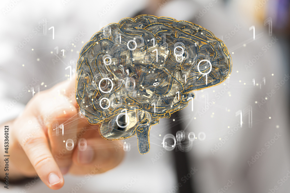 Brain. Digital brain. 3D Science and Technology concept. Neural network ...