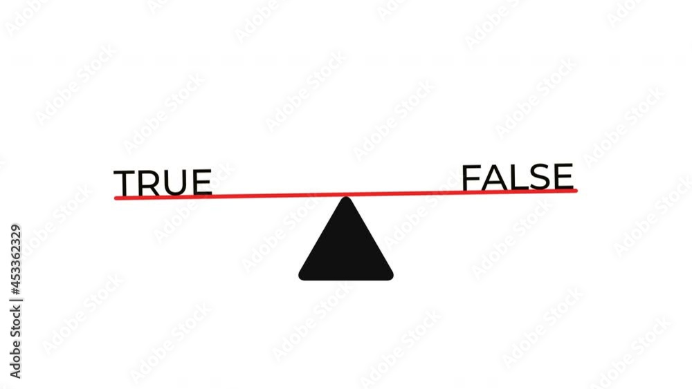 Balance Scales or Seesaw of True and False Animation on White ...