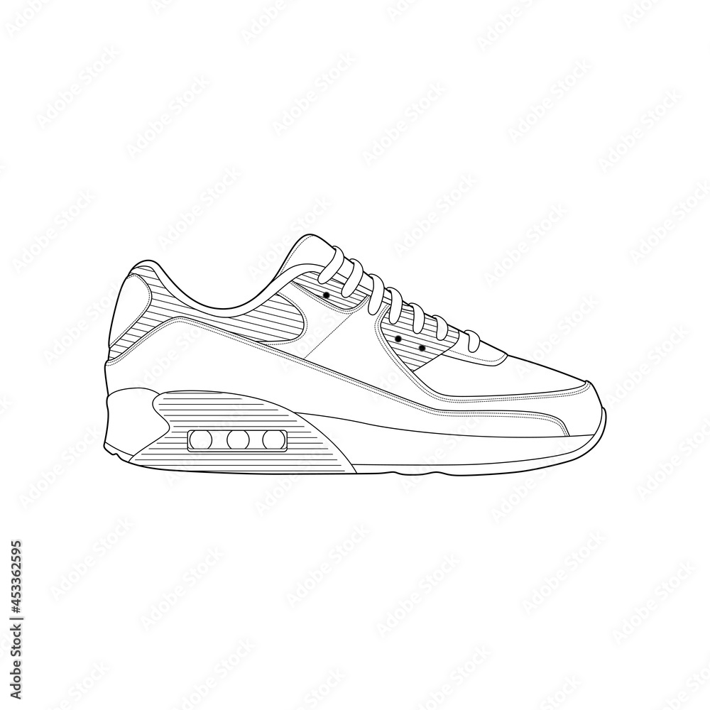 sneaker drawing vector line art Sneakers drawn in a line style sneaker ...