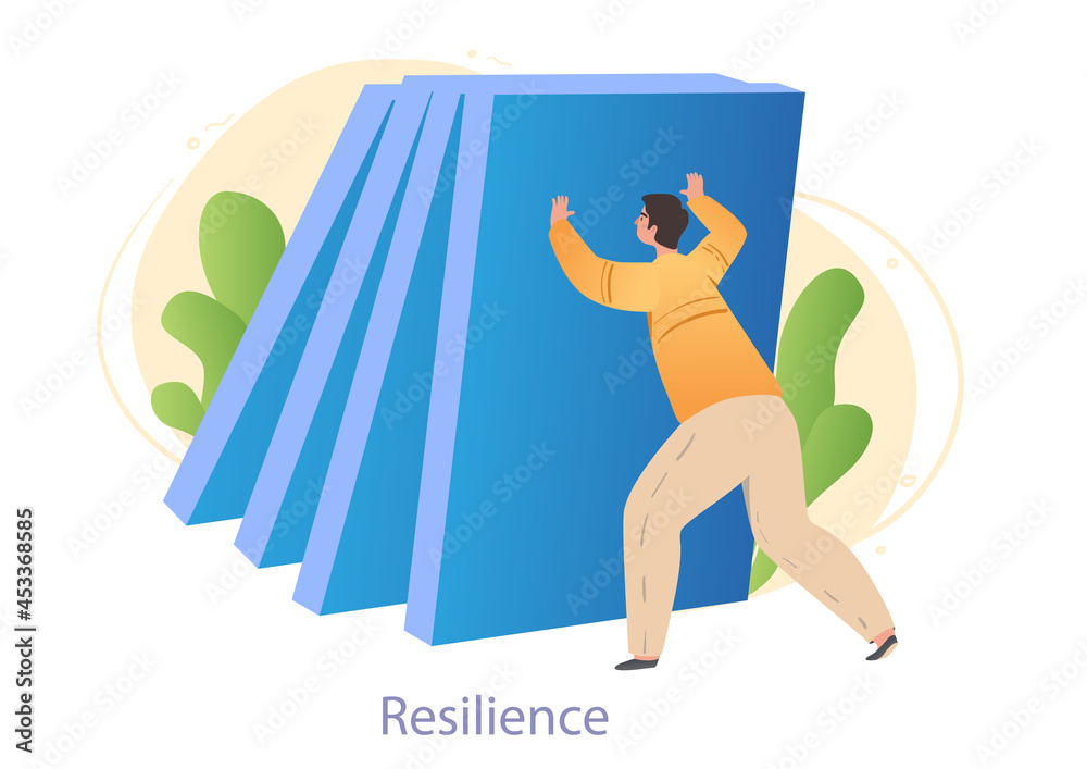 Male character is holding big blue blocks and showing his resilience on ...