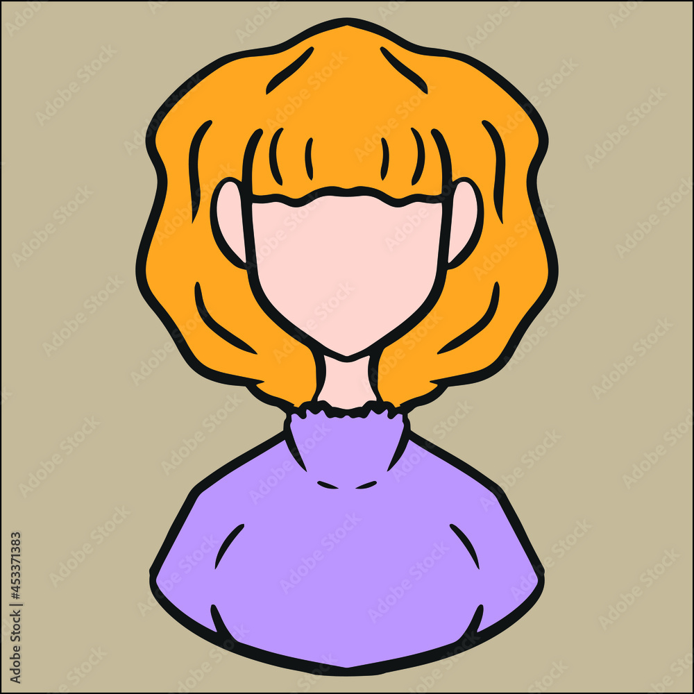 cute wavy blonde hair girl avatar icon, editable vector file for your ...