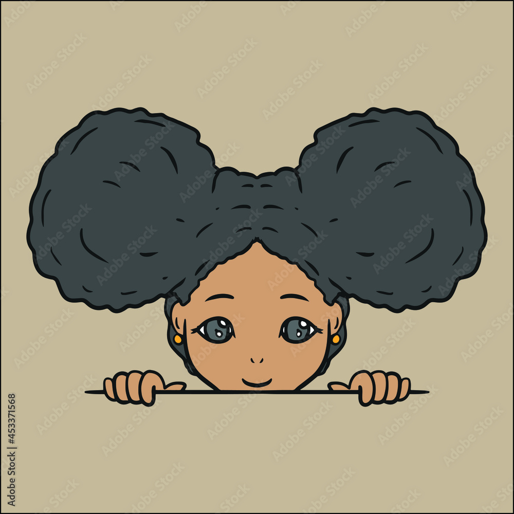 Cute baby black girl icon, editable vector file for your brand, logo ...
