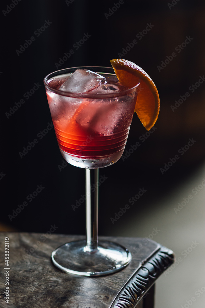 aperol spritz cocktail with orange wedge in stemware aperitif happy ...