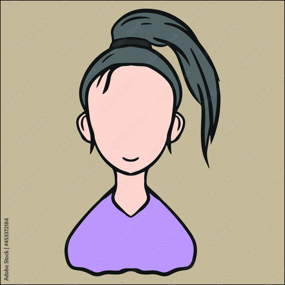Awesome girl with pony tail hairstyle mascot logo icon, editable vector ...