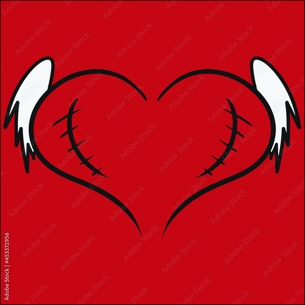 Awesome heart logo design with wings, inspired by a broken heart couple ...