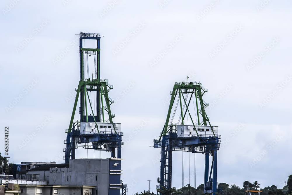 Giant Quay Crane on the port yard Stock Photo | Adobe Stock