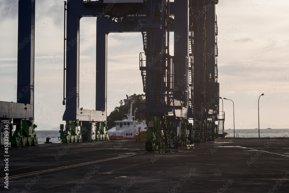 Giant Quay Crane on the port yard Stock Photo | Adobe Stock