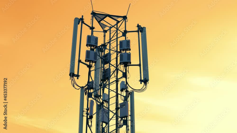 Telecommunications tower carrying broadcasting antennas for gsm, 3G, 4G ...