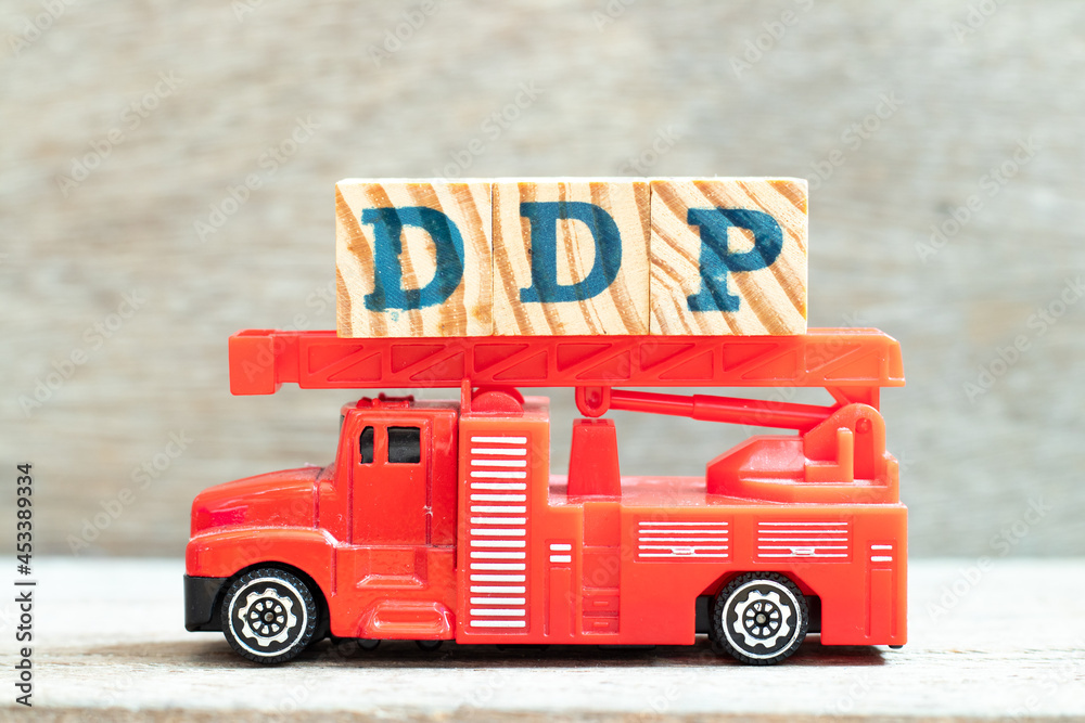 Fire ladder truck hold letter block in word DDP (Abbreviation of ...