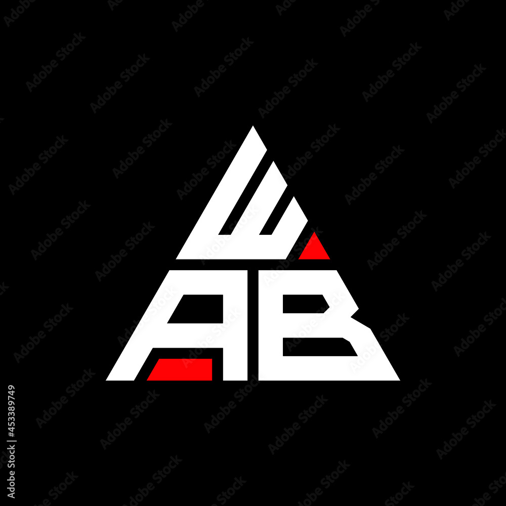 WAB triangle letter logo design with triangle shape. WAB triangle logo ...