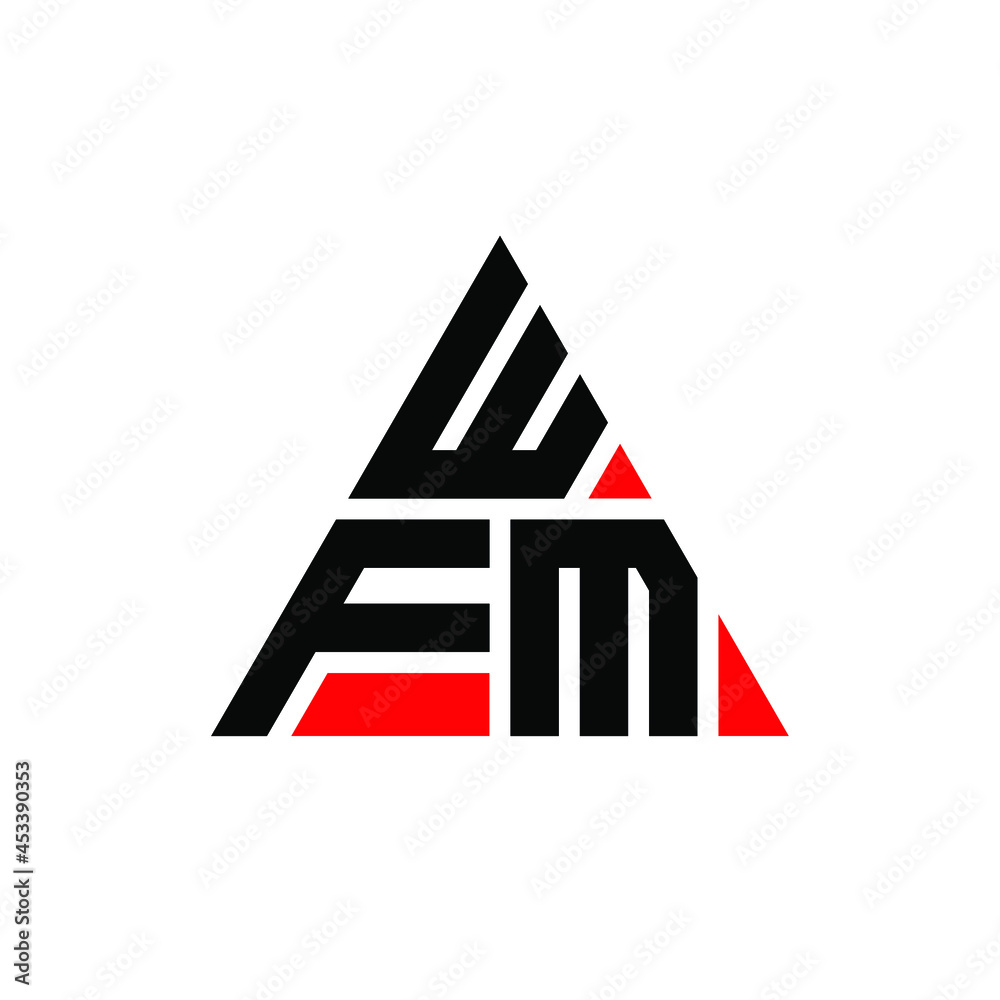 Vetor do Stock: WFM triangle letter logo design with triangle shape ...