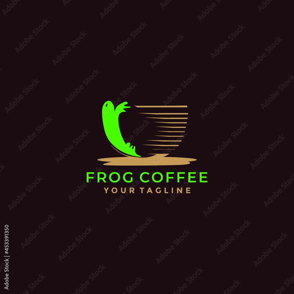 Frog Coffee logo design vector illustration Stock Vector | Adobe Stock