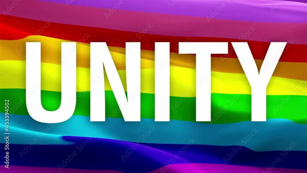 Unity text on pride rainbow flag. Rainbow Unity America lesbian USA ...