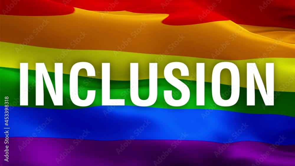 Inclusion text on flag LGBT waving in wind video footage Full HD ...