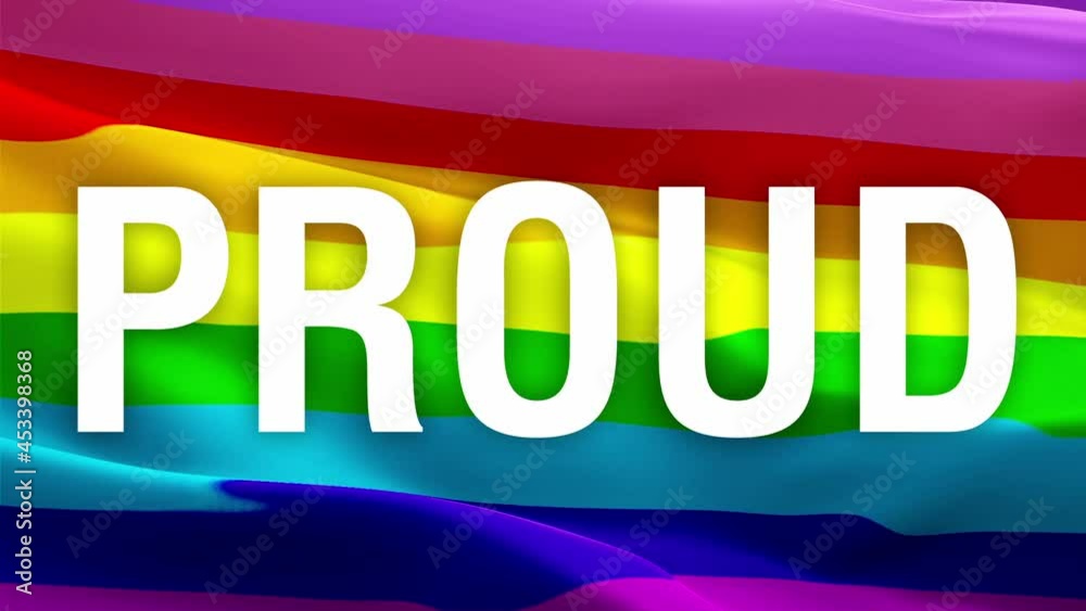 Proud text on pride rainbow flag. Rainbow Proud America lesbian USA ...