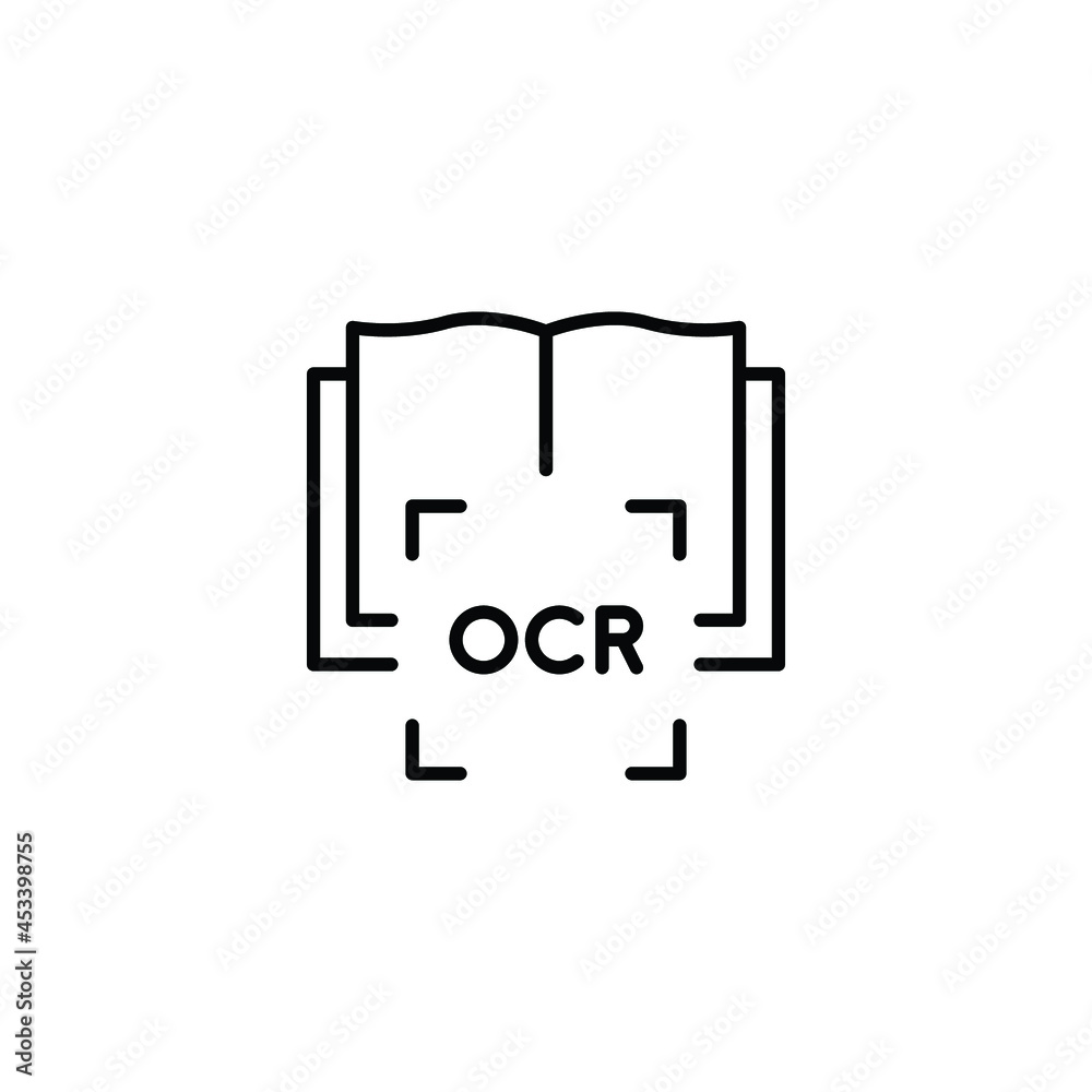 Optical character recognition icon. Simple outline style. OCR, text ...