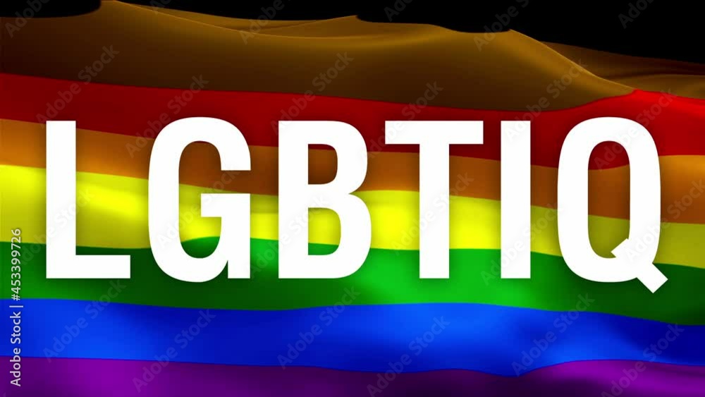 LGBTIQ text on flag LGBT waving in wind video footage Full HD ...
