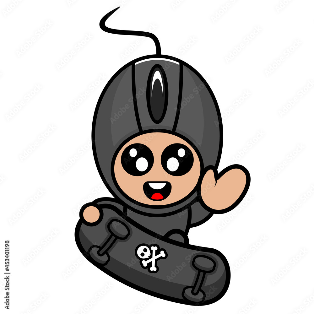 doodle vector cartoon cute computer mouse mascot costume character ...