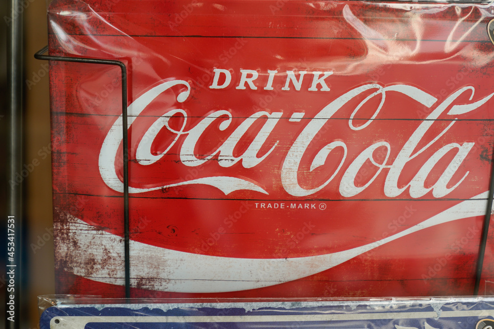 Coca Cola vintage retro drink advertisement sign logo and text brand ...