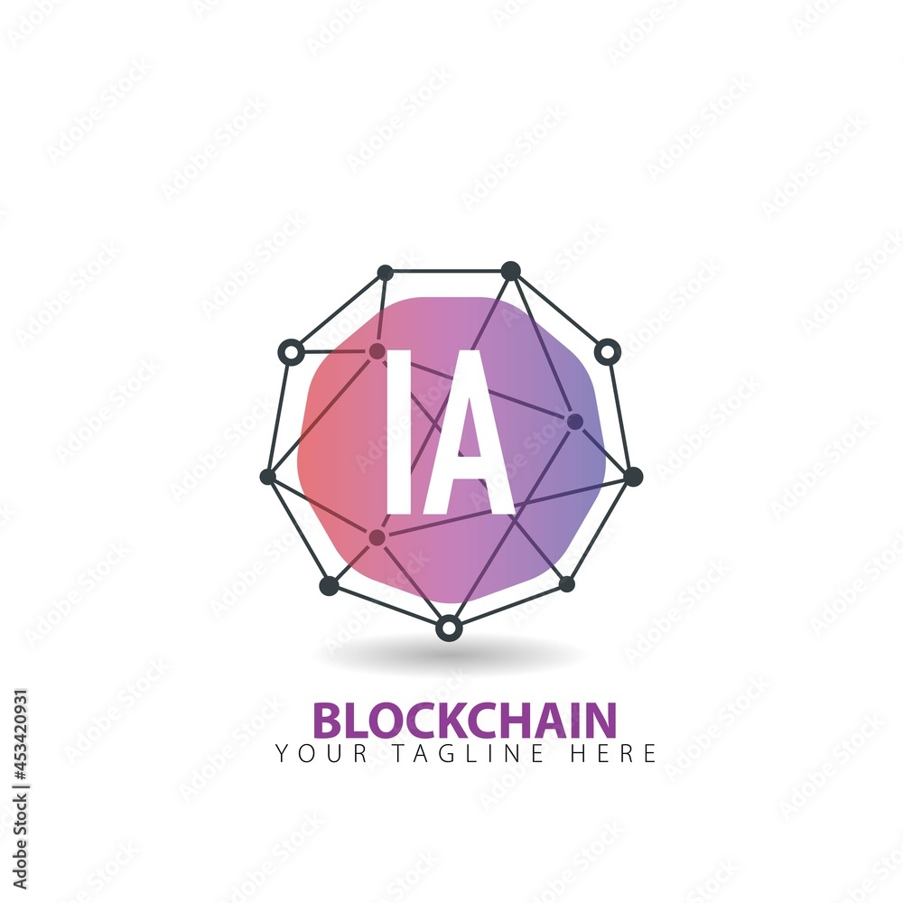 Initial Letter IA Blockchain logo design template. Blockchain logo ...