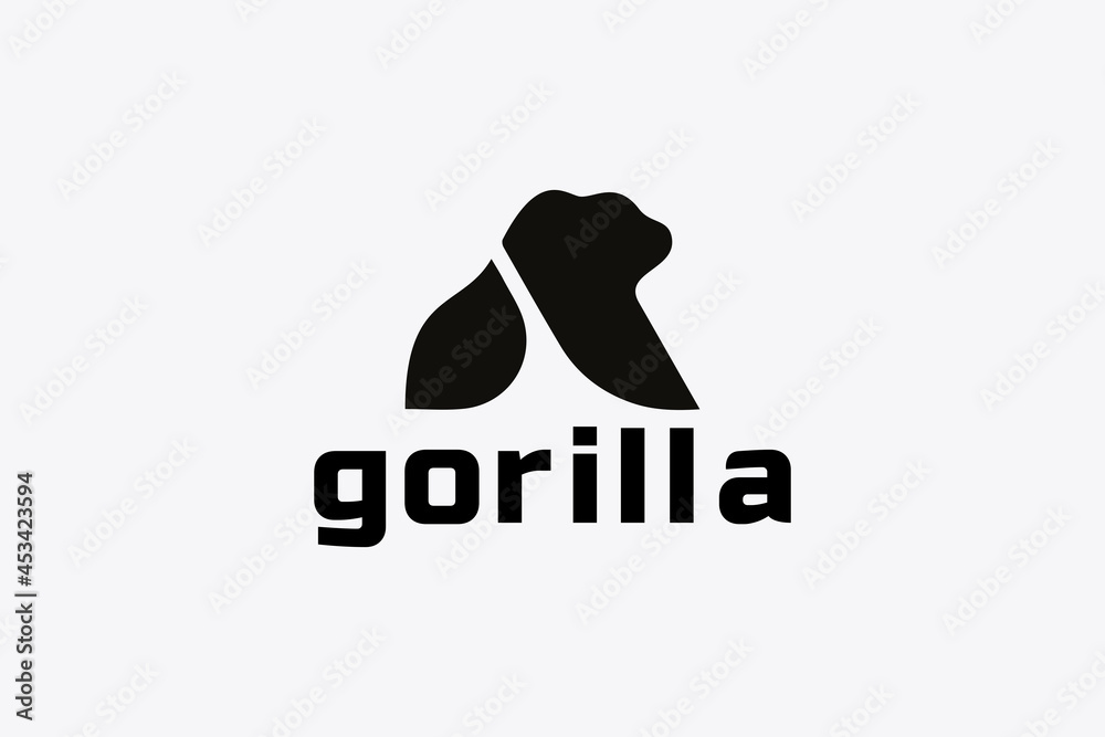 gorilla logo vector graphic with a combination of letter A and gorilla ...