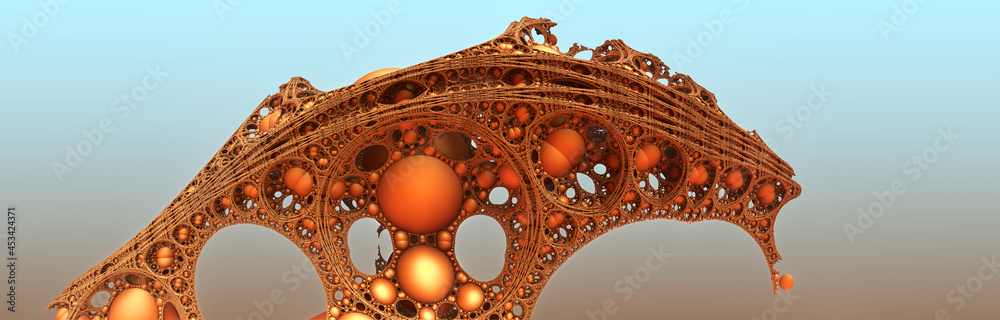 Abstract background, fantastic 3D gold structures, technology remains ...