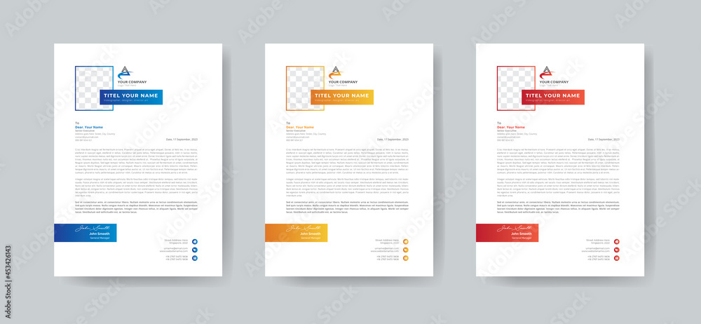 Professional business letterhead design in 3 Colorful Accents Template ...