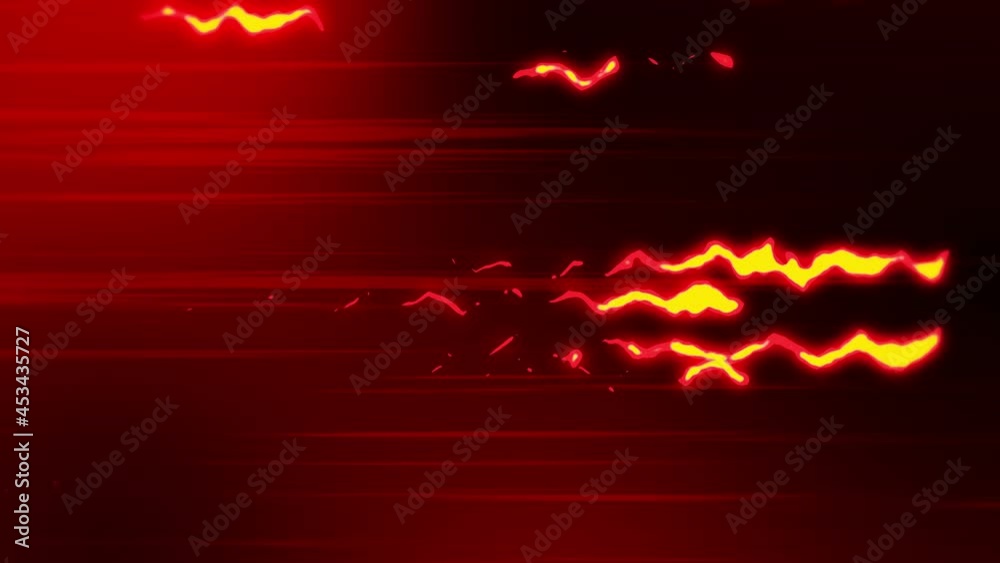 Red fire with cartoon speed lines. Comic rays on black background ...