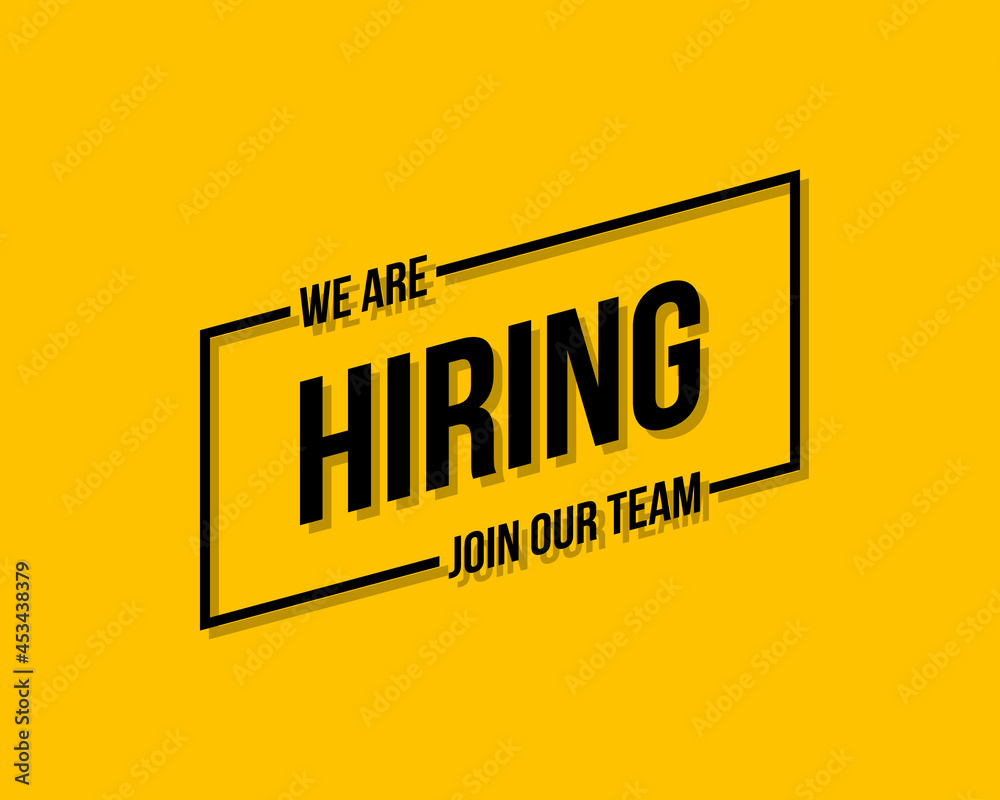 we are hiring, join our team, flat vector poster or banner illustration ...