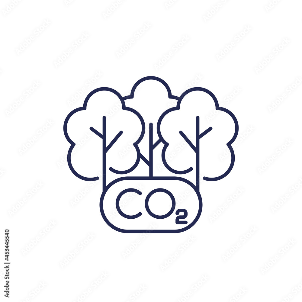 carbon offset and reducing co2 gas line icon Stock-Vektorgrafik | Adobe Stock