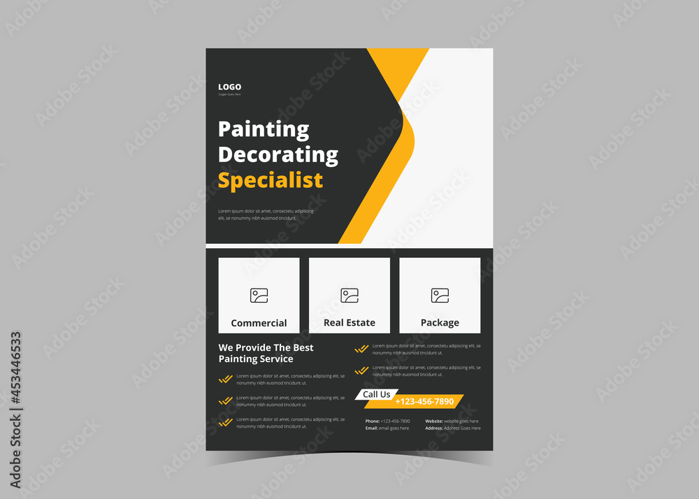 Paint service flyer design template. Commercial real estate painting ...