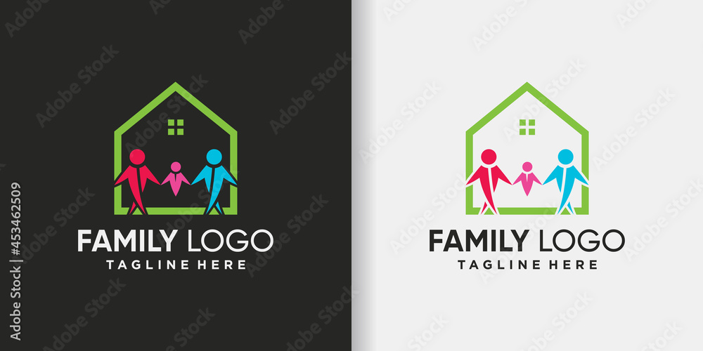 Family logo design template with house and modern style concept Stock ...