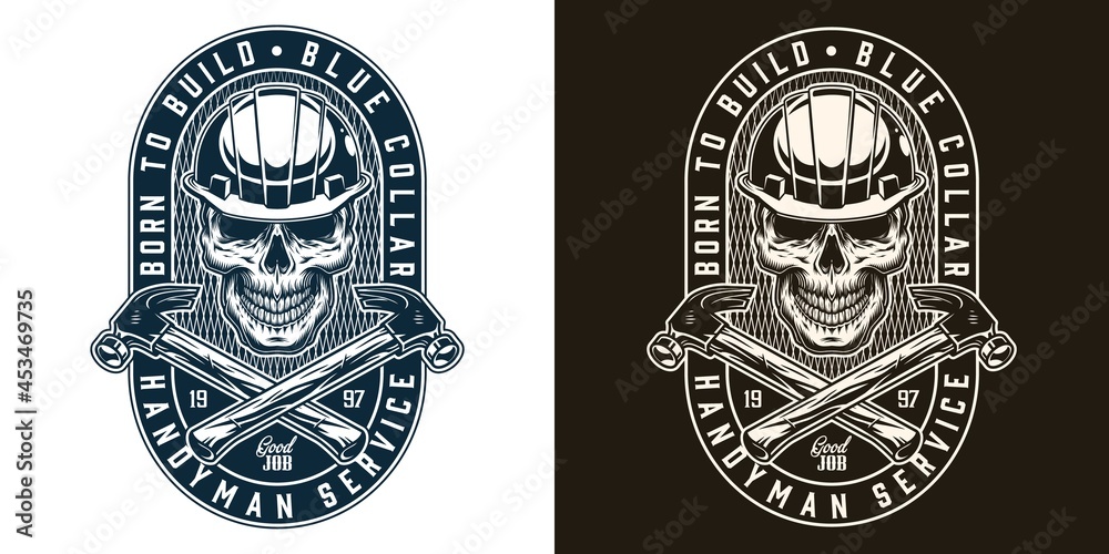 Construction worker vintage badge Stock Vector | Adobe Stock